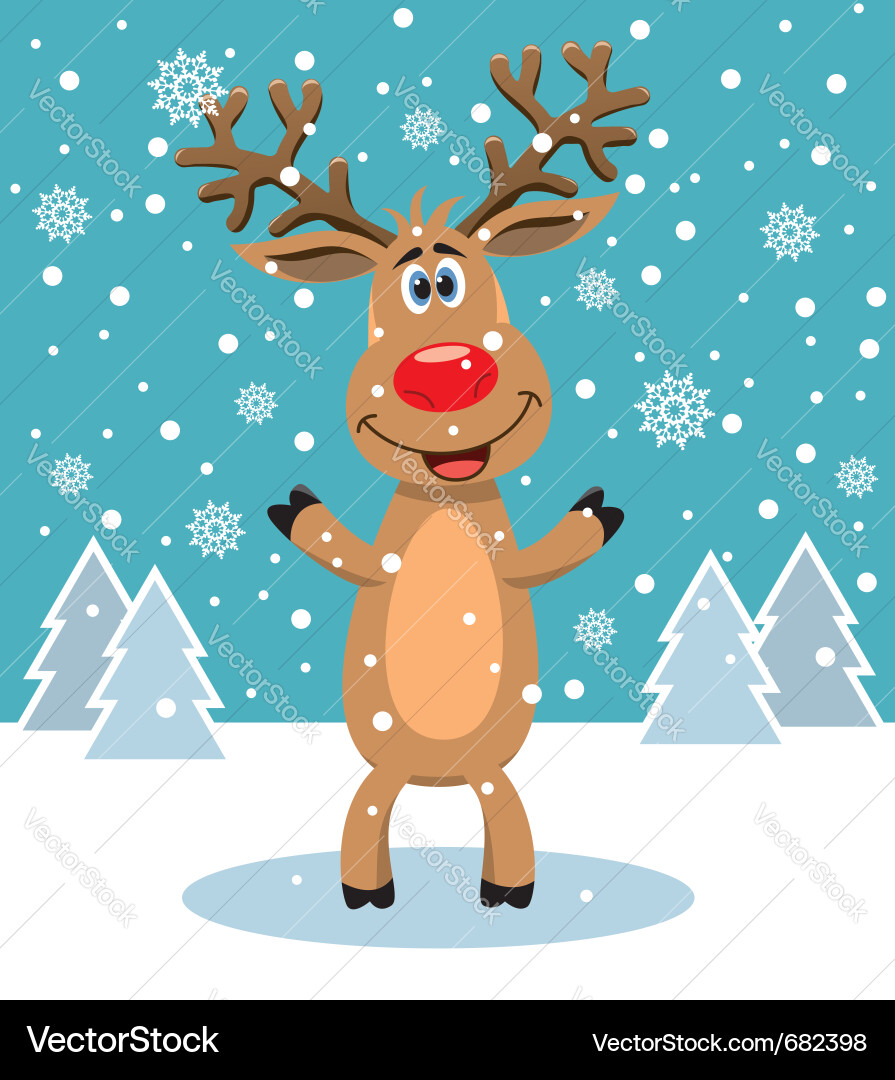 Cute Red Nosed Reindeer Royalty Free Vector Image