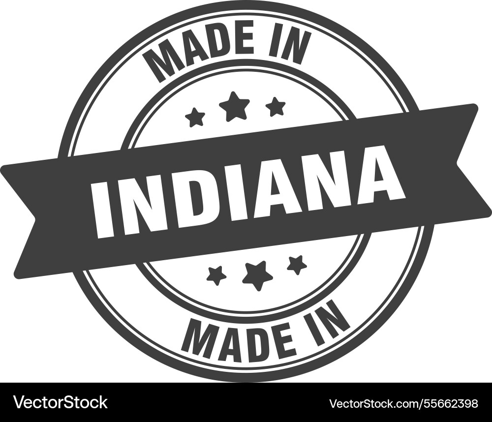 Made in indiana round sign stamp Royalty Free Vector Image