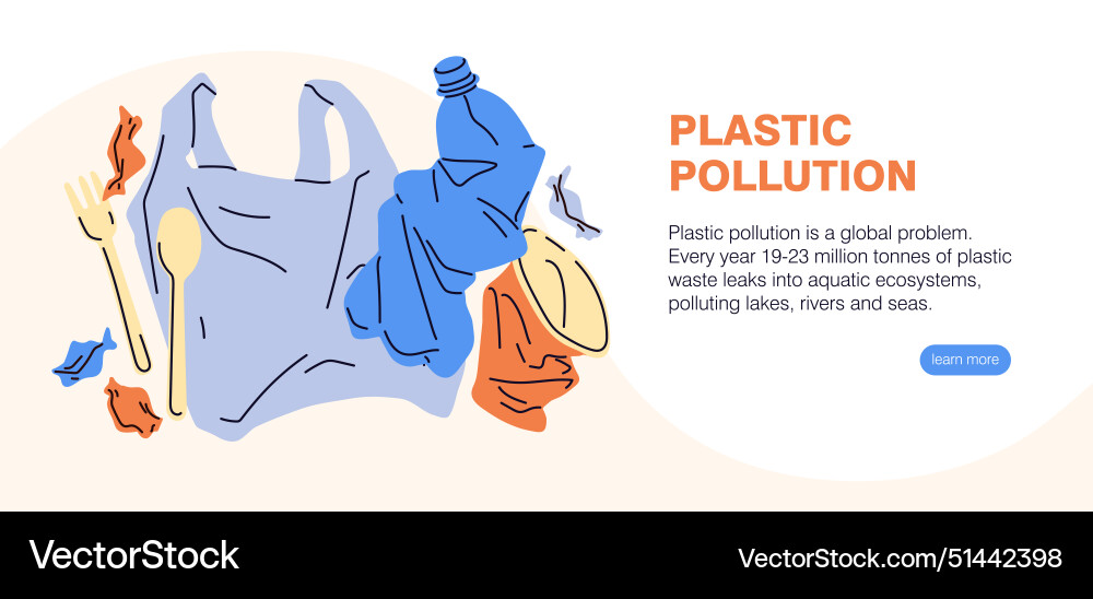 Plastic waste garbage web-site banner website Vector Image