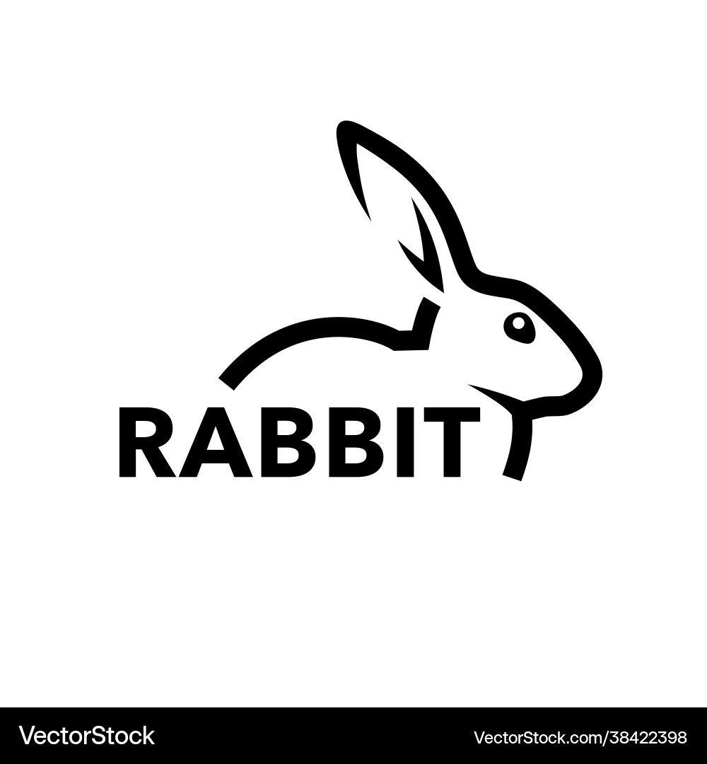 Rabbit logo bunny line icon Royalty Free Vector Image