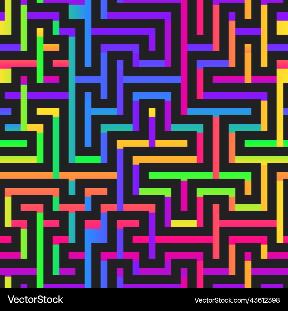 Rainbow maze seamless pattern Royalty Free Vector Image