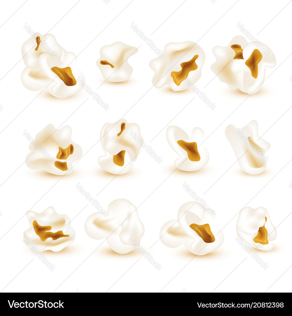 Realistic popcorn set Royalty Free Vector Image