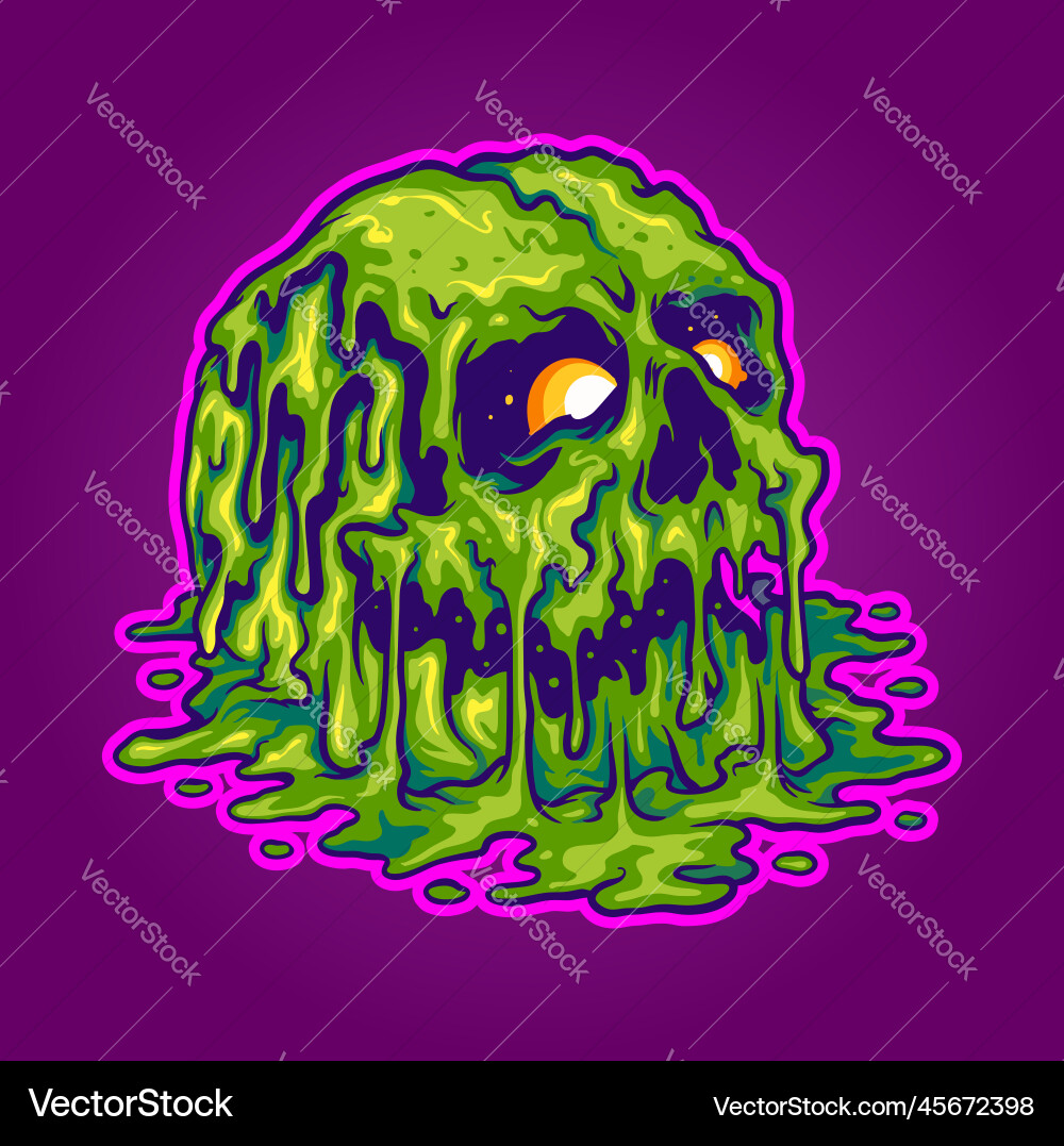 Scary skull head zombie horror melting Royalty Free Vector