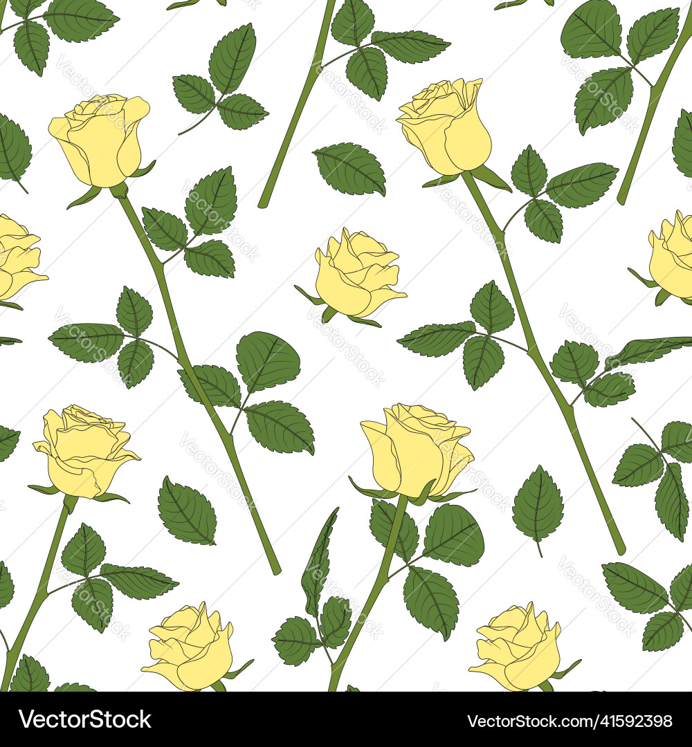 Seamless pattern with yellow roses Royalty Free Vector Image