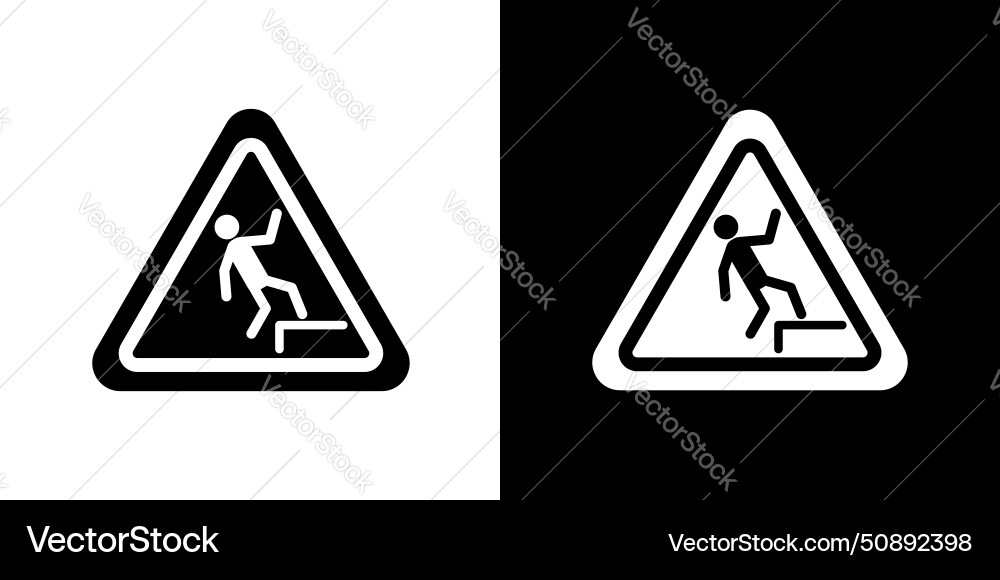 Slip warning sign icon set alert for slippery Vector Image