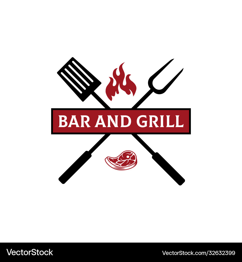 Bar and grill restaurant logo design Royalty Free Vector