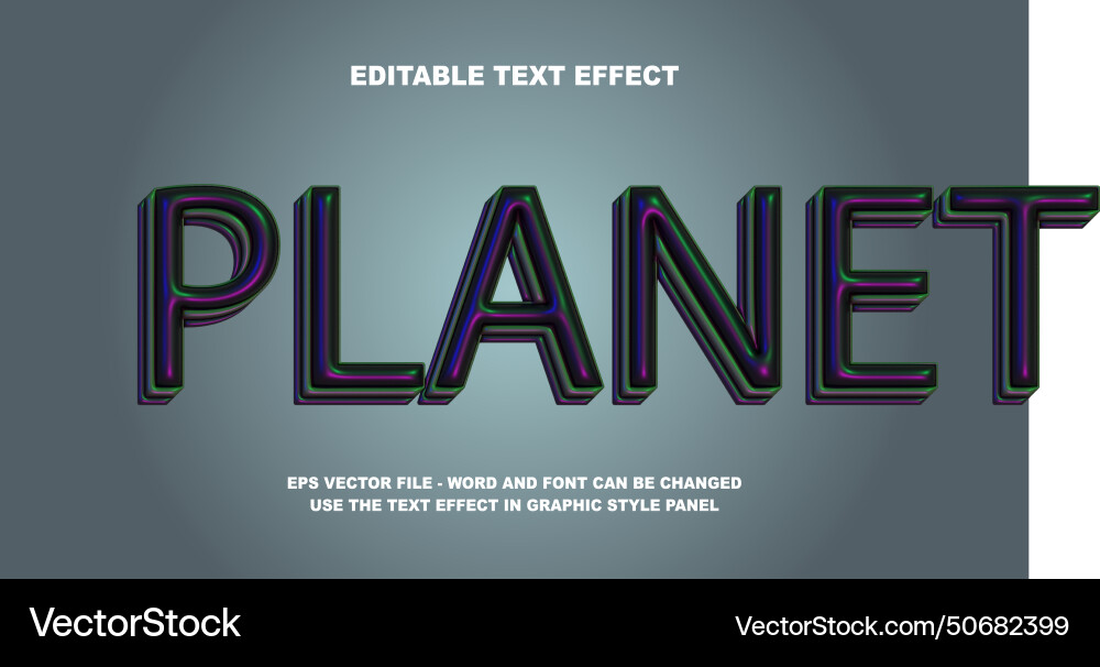Editable text effect planet 3d template Royalty Free Vector