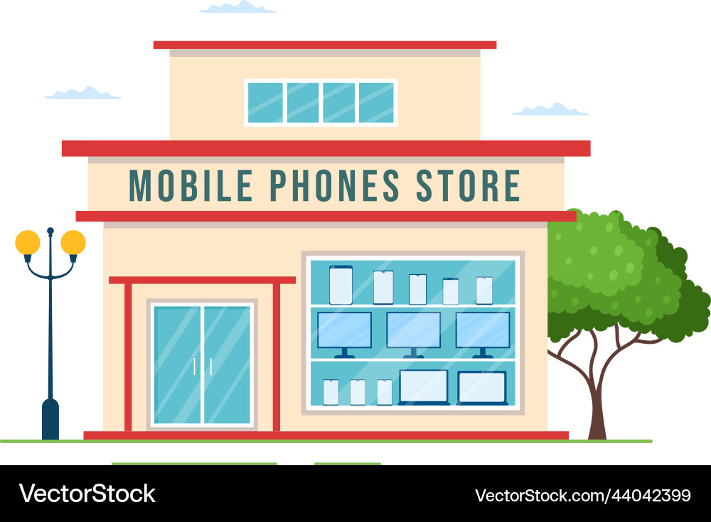 Mobile phone store template hand drawn cartoon Vector Image