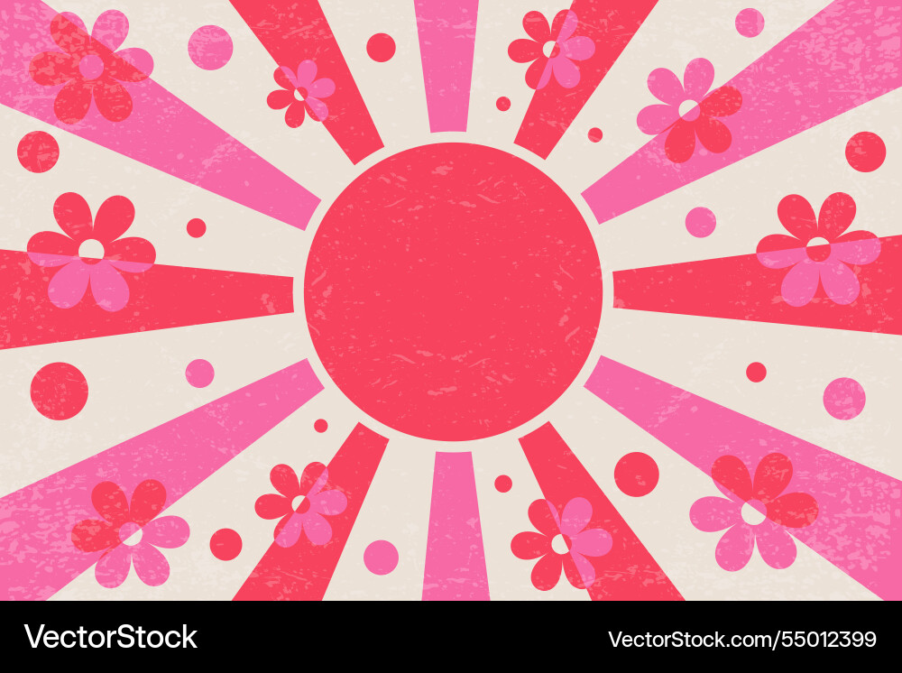 Retro pattern background with groovy wavy sun rays
