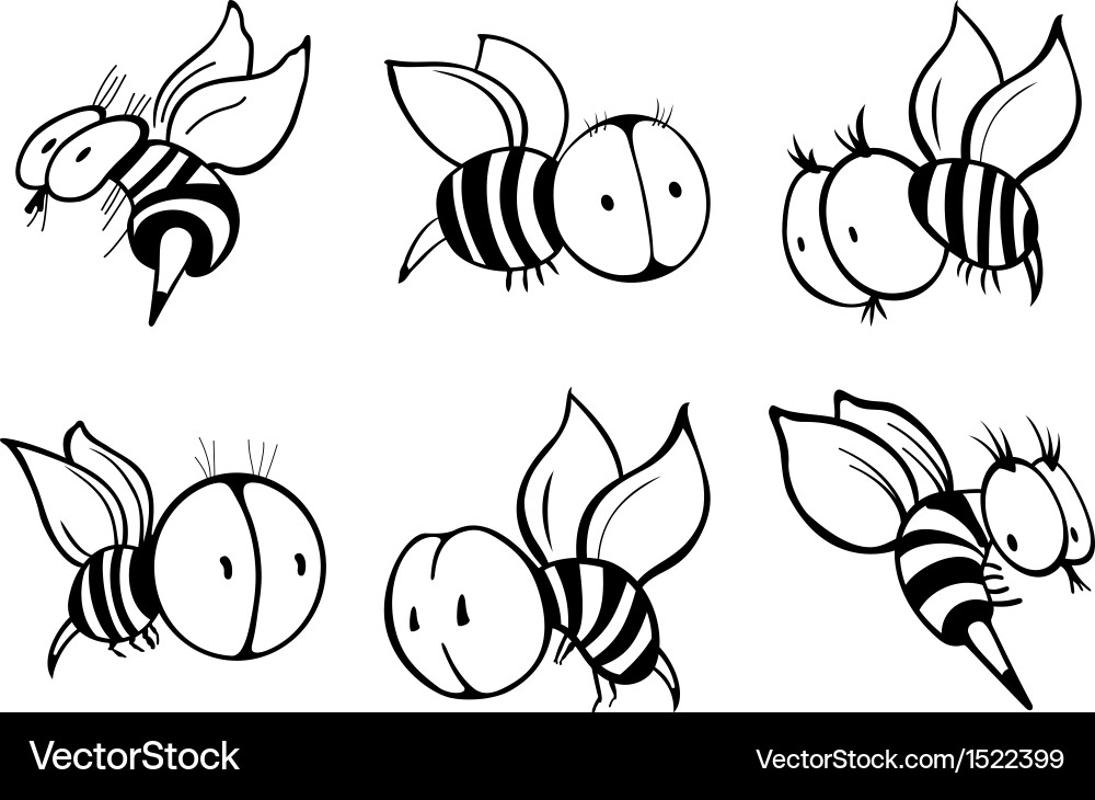 Set of bee Royalty Free Vector Image - VectorStock