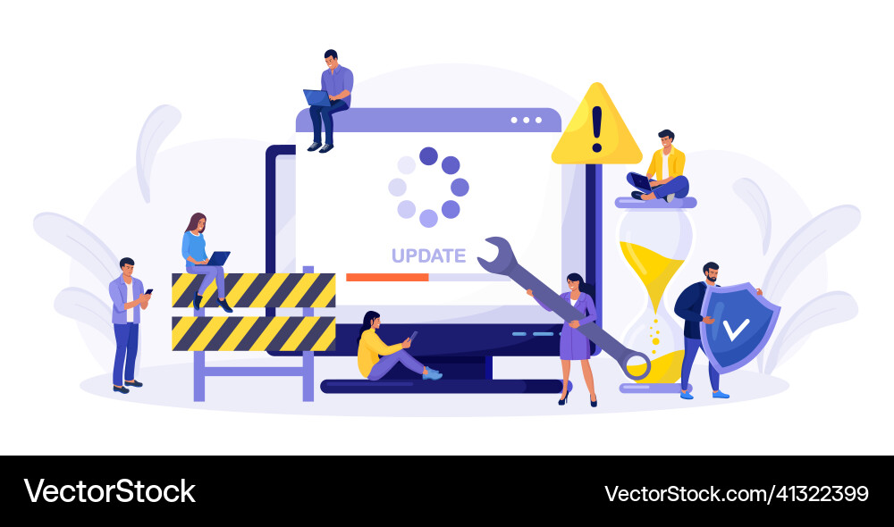 System update tiny programmers upgrading Vector Image System update tiny programmers upgrading Vector Image