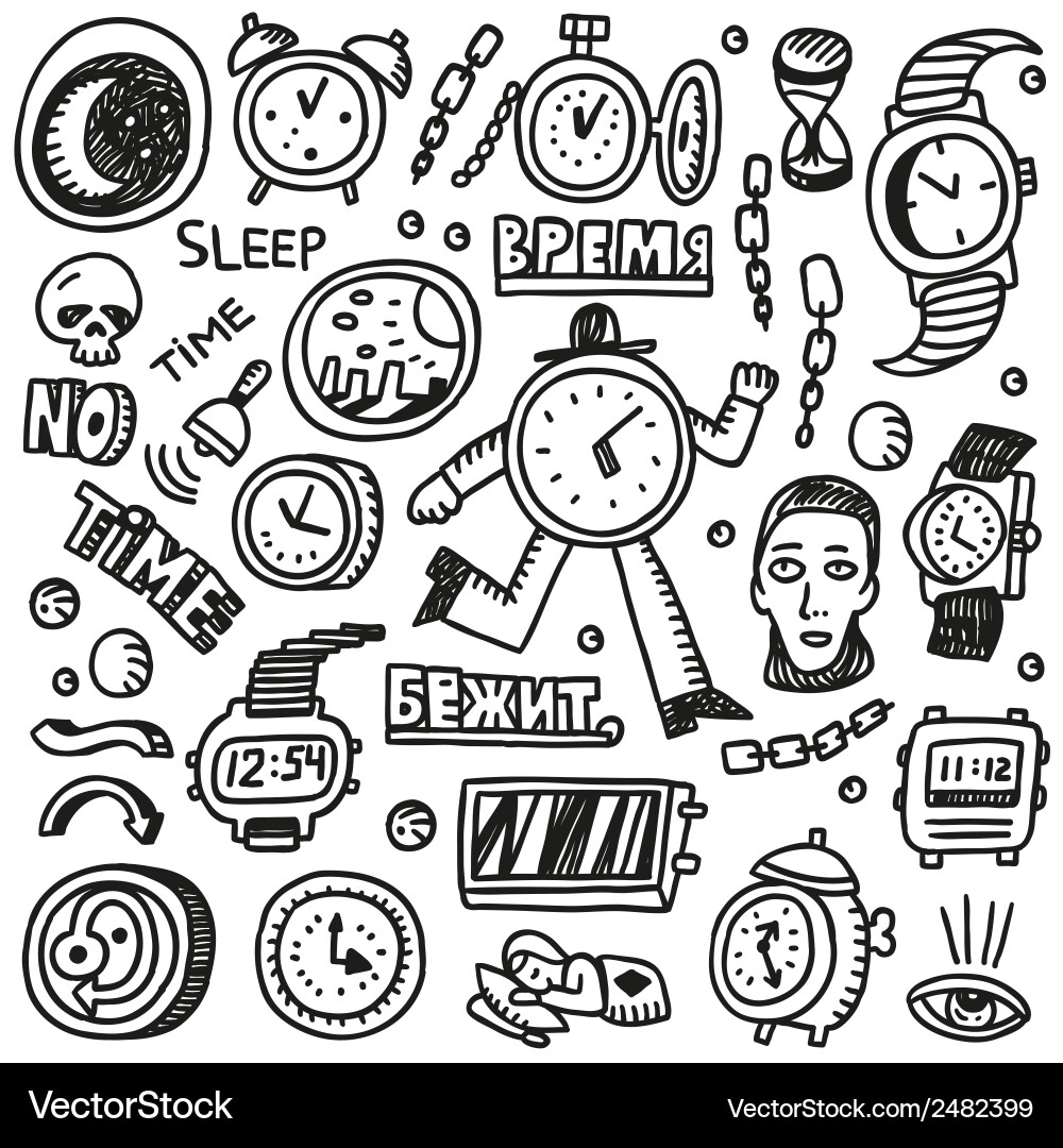 Time doodles Royalty Free Vector Image - VectorStock