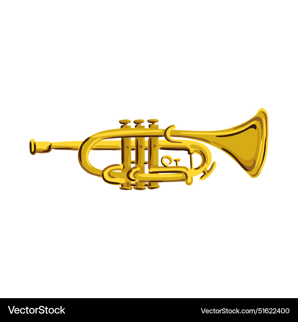 Drawing musical instrument trumpet Royalty Free Vector Image