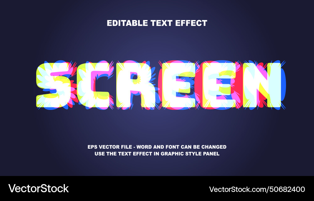 Editable text effect screen 3d template Royalty Free Vector