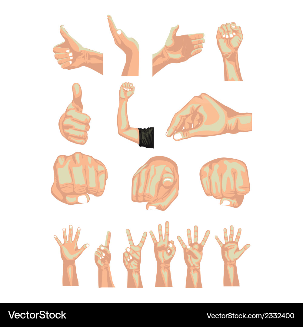 Hand Gestures & Symbol Meanings Royalty Free Vector