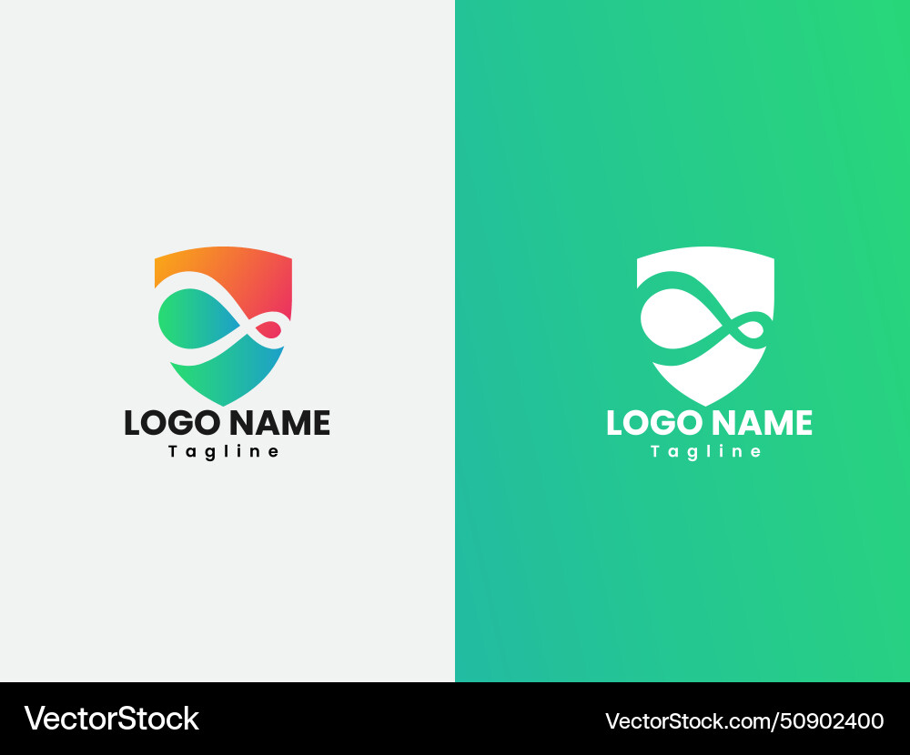 Infinity symbol with shield ifinify logo Vector Image