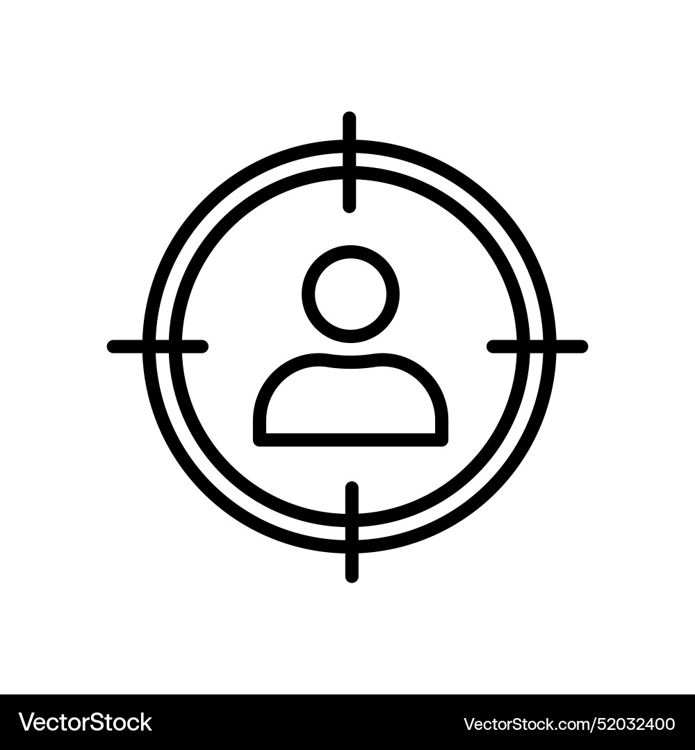 Man With Target Icon Linear Logo Mark In Black Vector Image