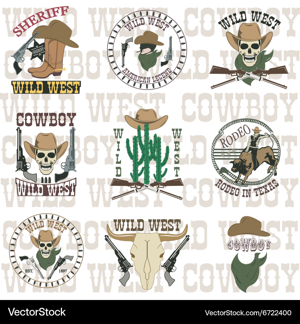 Set of wild west Royalty Free Vector Image - VectorStock