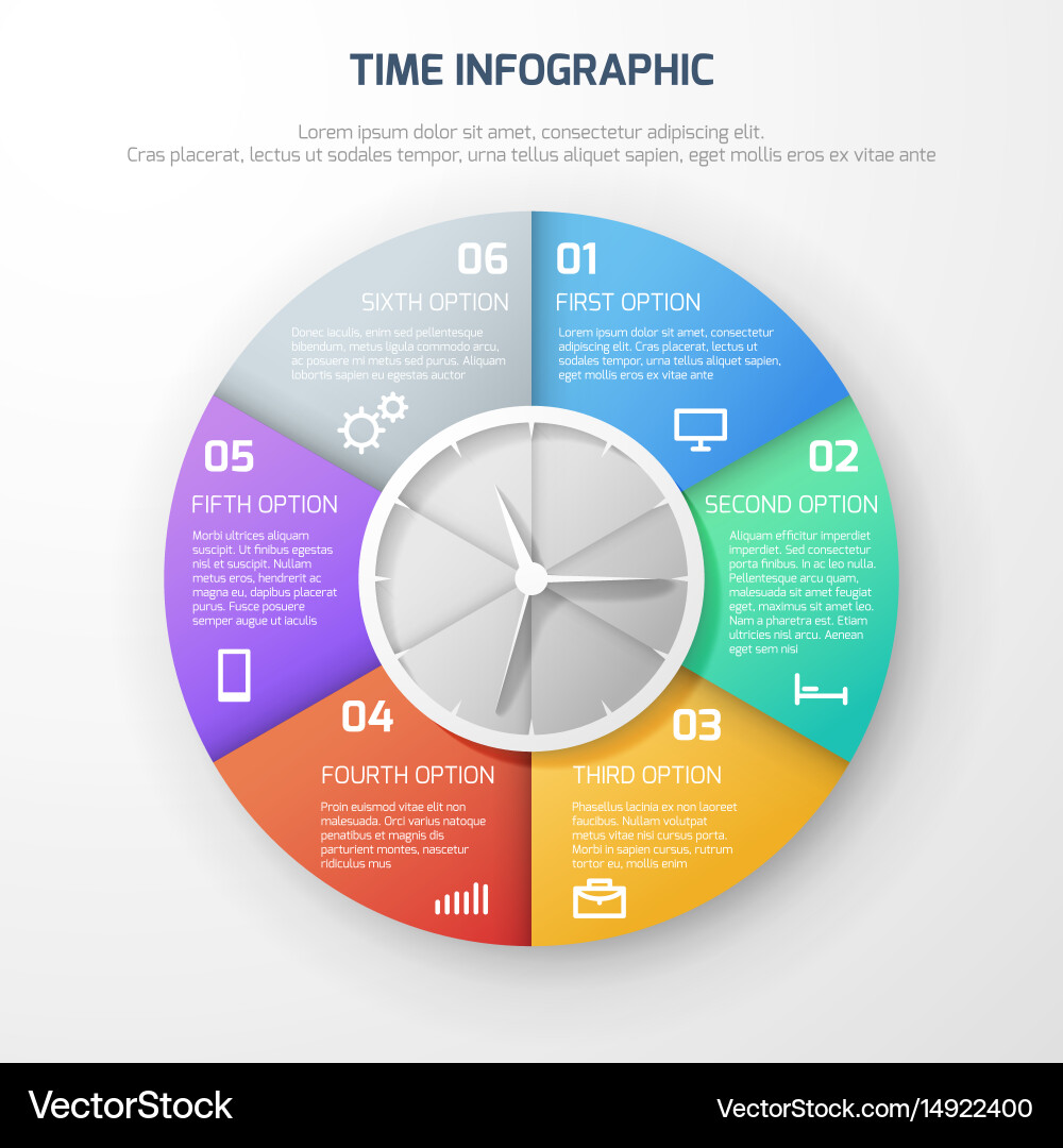 Time schedule infographic with clock Royalty Free Vector