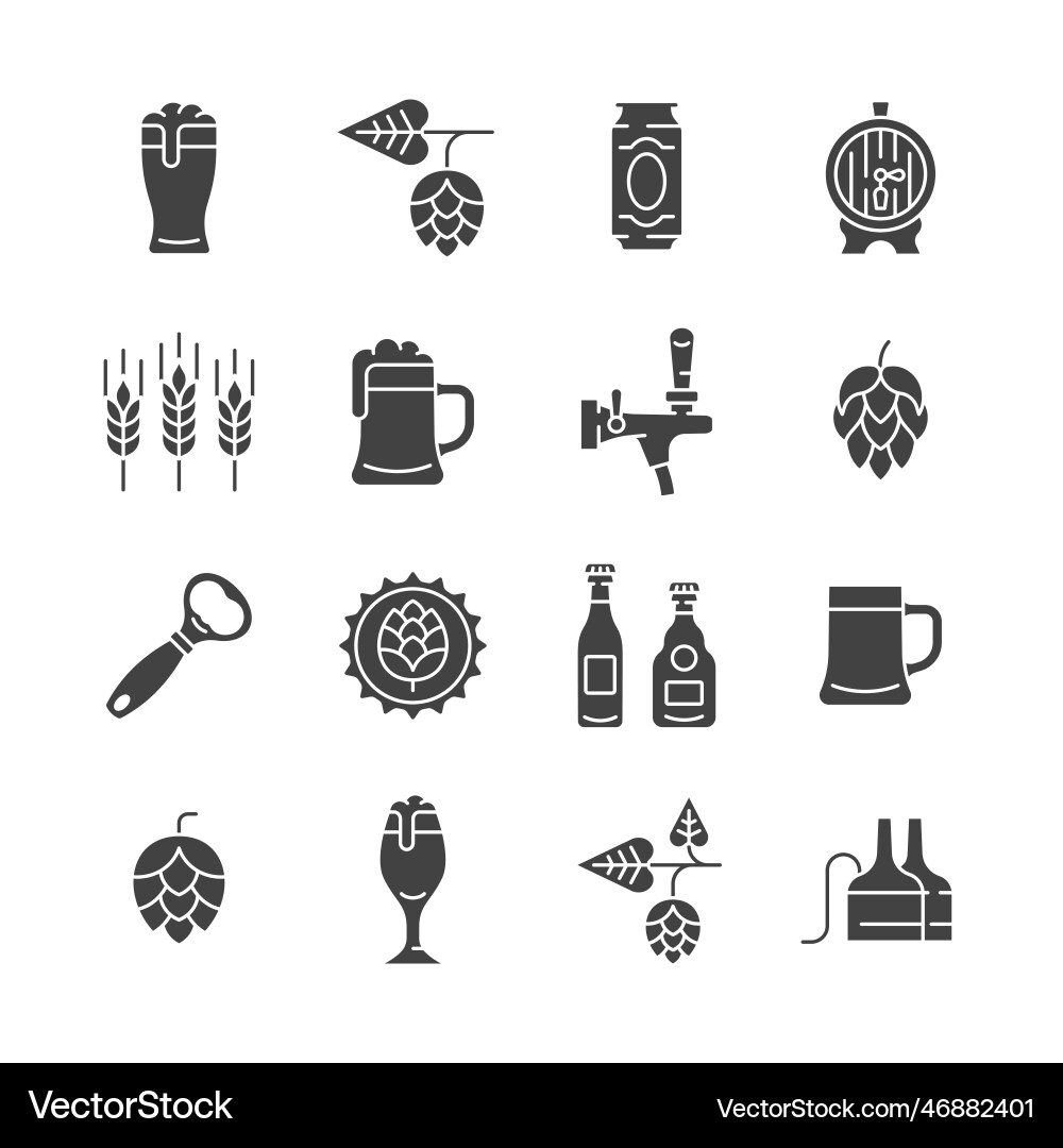 Beer glyph icon set collection symbol Royalty Free Vector
