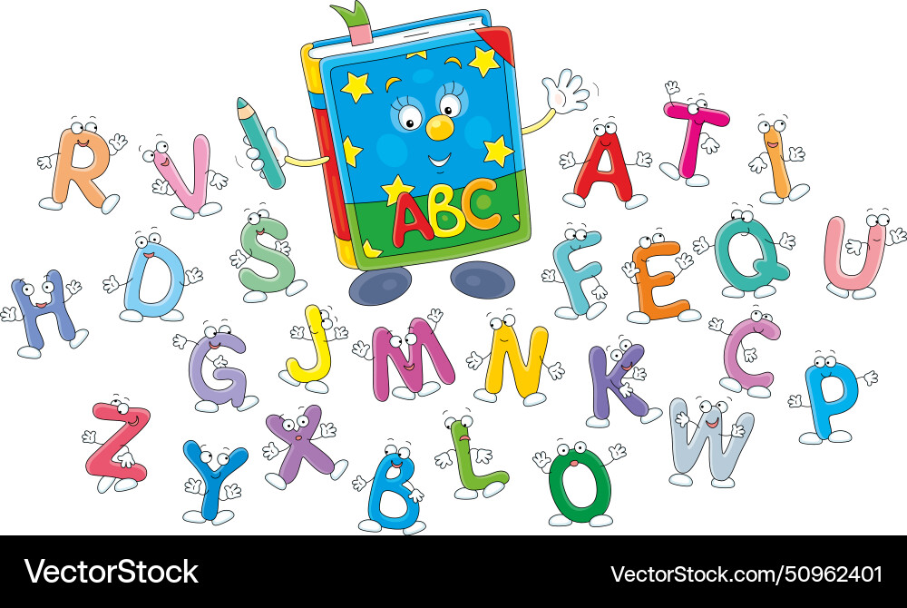 Cartoon abc book with letters Royalty Free Vector Image