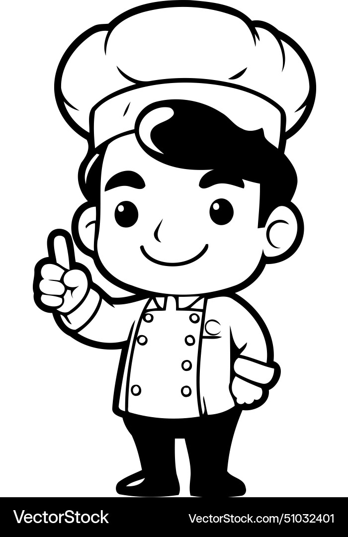 Cute chef boy cartoon mascot character Royalty Free Vector