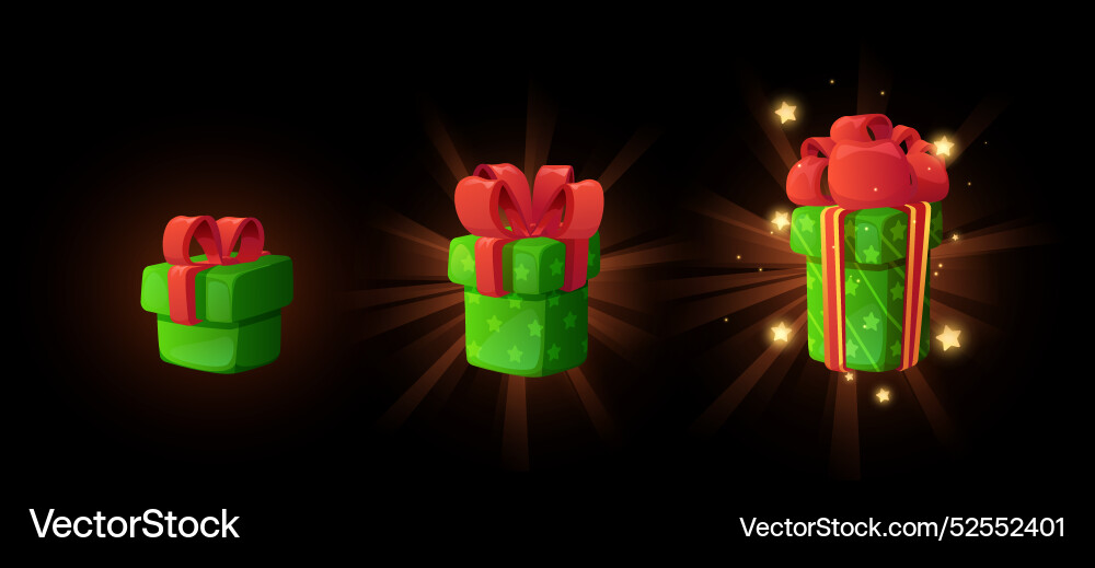 Different game level gift box set Royalty Free Vector Image