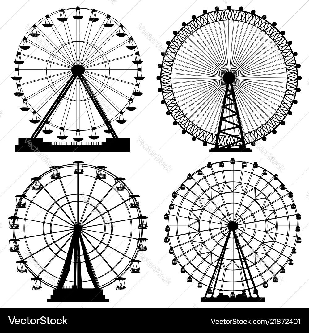 Ferris Wheel Silhouettes Royalty Free Vector Image