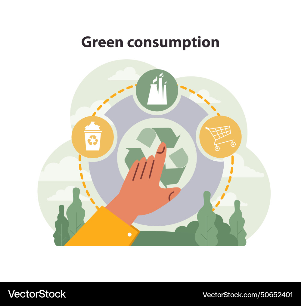 Hand selects eco-friendly practices in green Vector Image