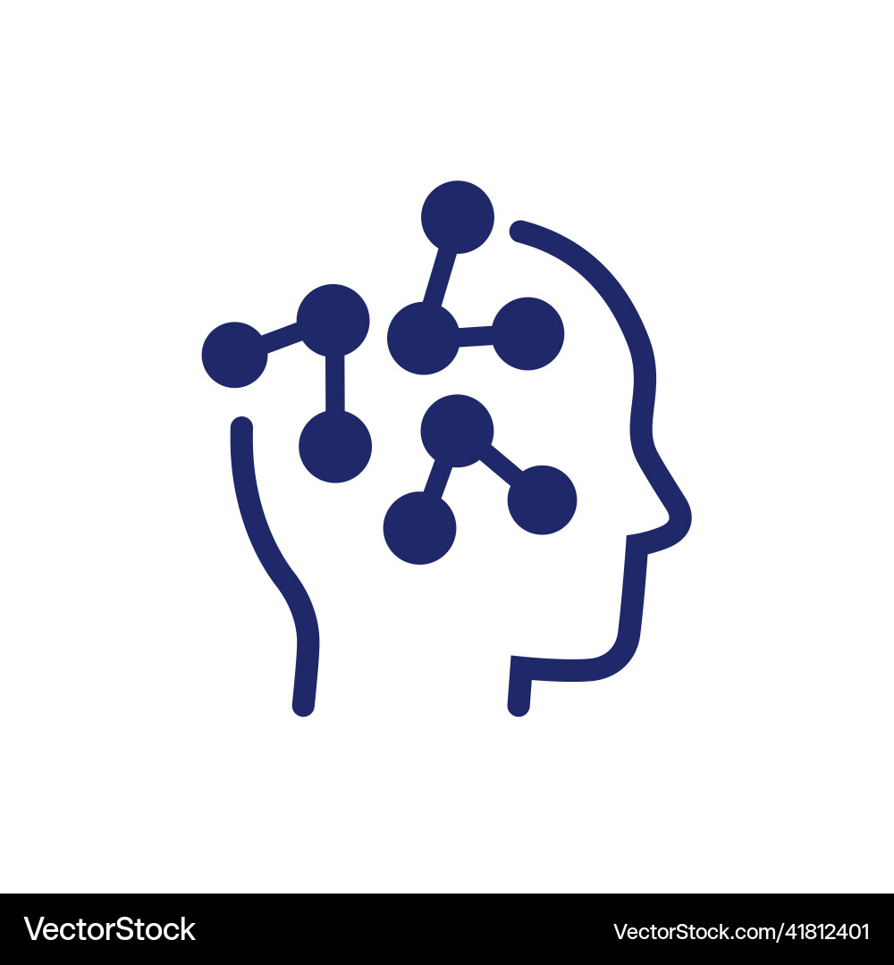Neuron connections icon with a head Royalty Free Vector