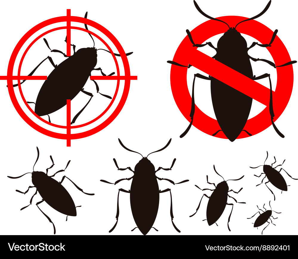 Pest control cockroach icon set Royalty Free Vector Image