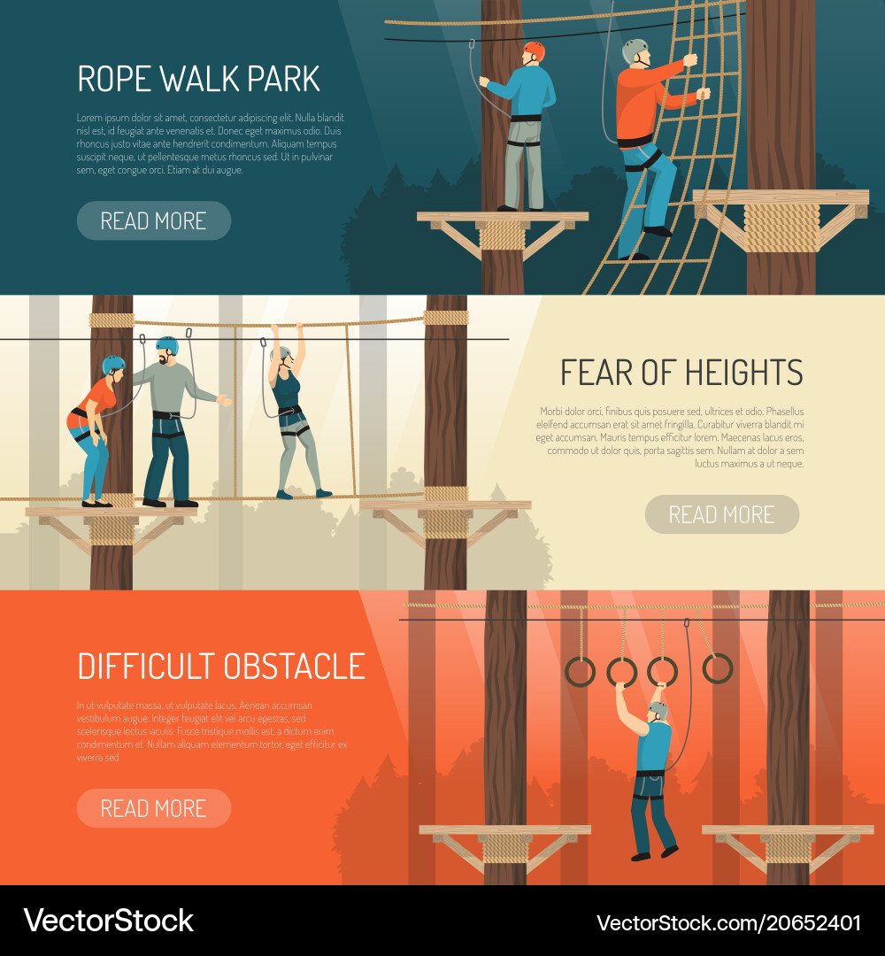 Rope walk activity horizontal banners Royalty Free Vector