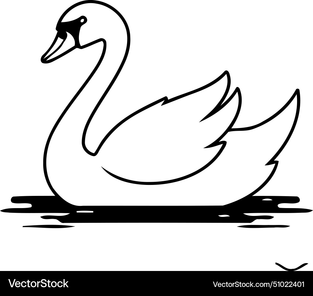 Swan on the water in a flat style Royalty Free Vector Image