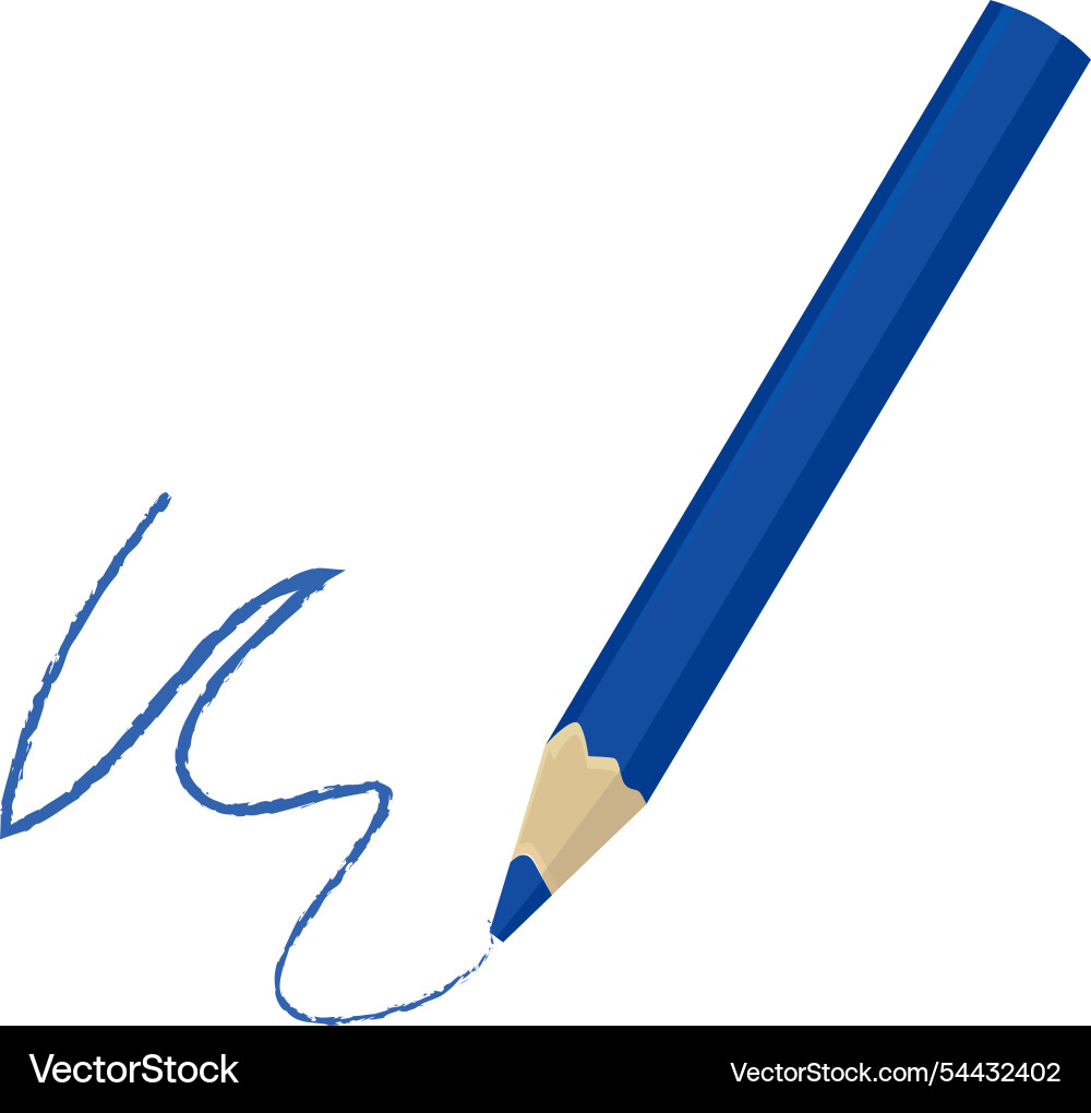 A blue pencil is drawn on white background Vector Image