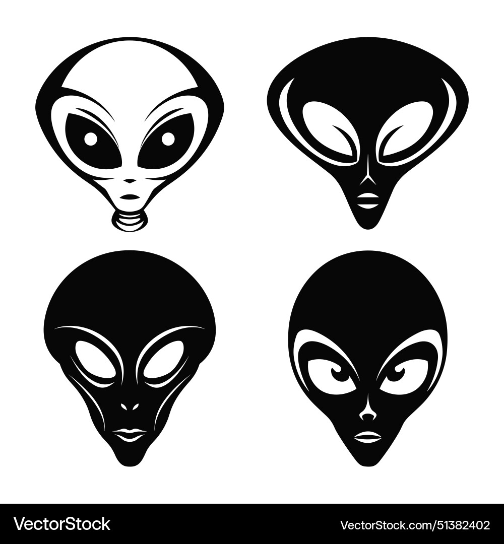 Alien face black color Royalty Free Vector Image