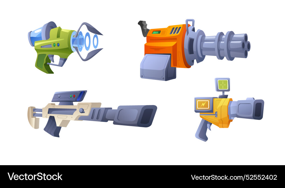 Blasters game weapon cartoon Royalty Free Vector Image