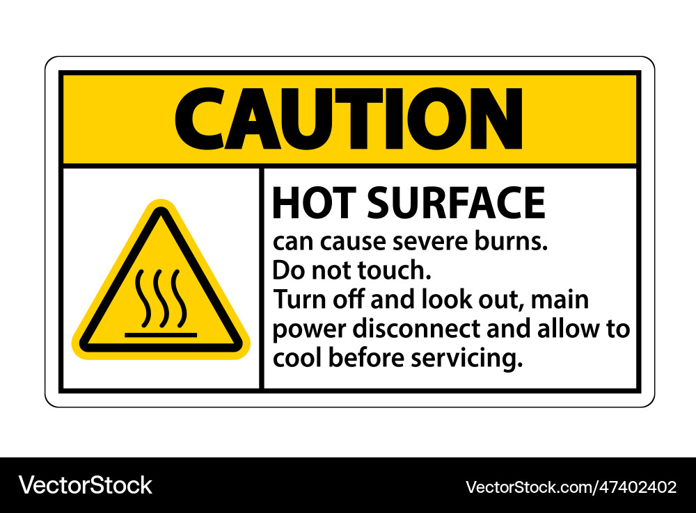 Caution hot surface sign on white background Vector Image