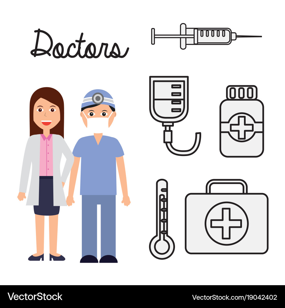 Doctors couple professional occupation work Vector Image