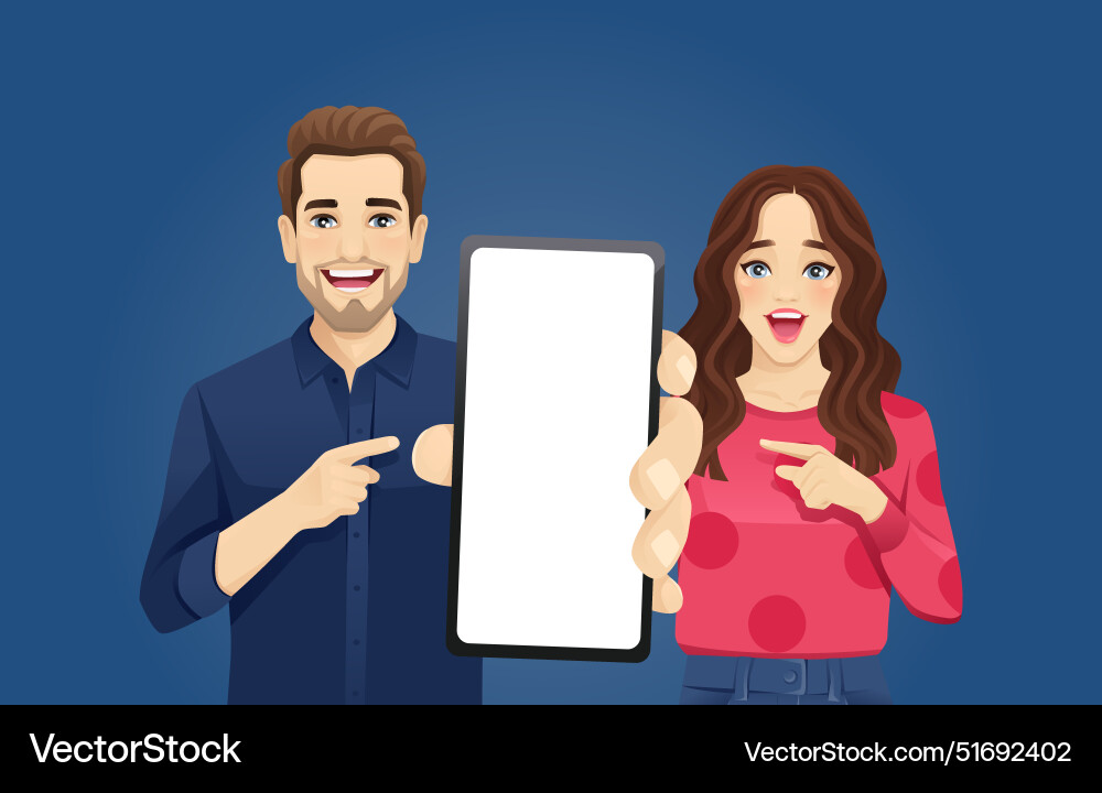 Men and women with phone Royalty Free Vector Image