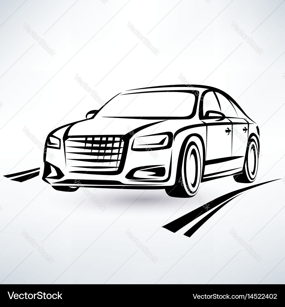Moderne Luxus-Auto-Symbol skizziert Vector Image
