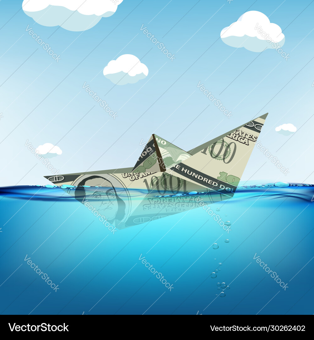 Paper boat made from dollar currency Royalty Free Vector
