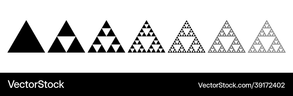 Sierpinski triangle evolution steps Royalty Free Vector