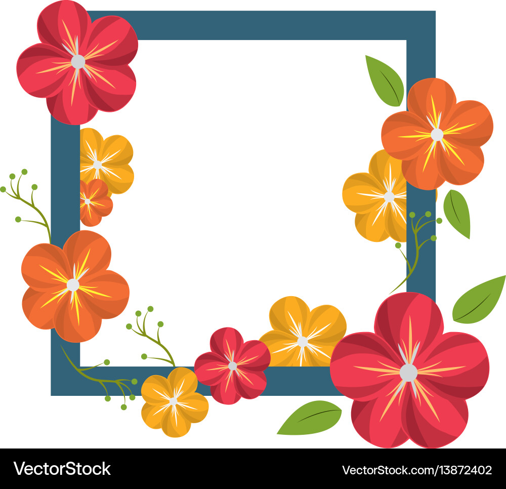 Square border with flowers decoration Royalty Free Vector