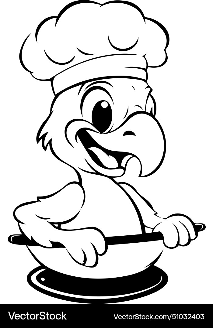 A chef with plate and bird Royalty Free Vector Image