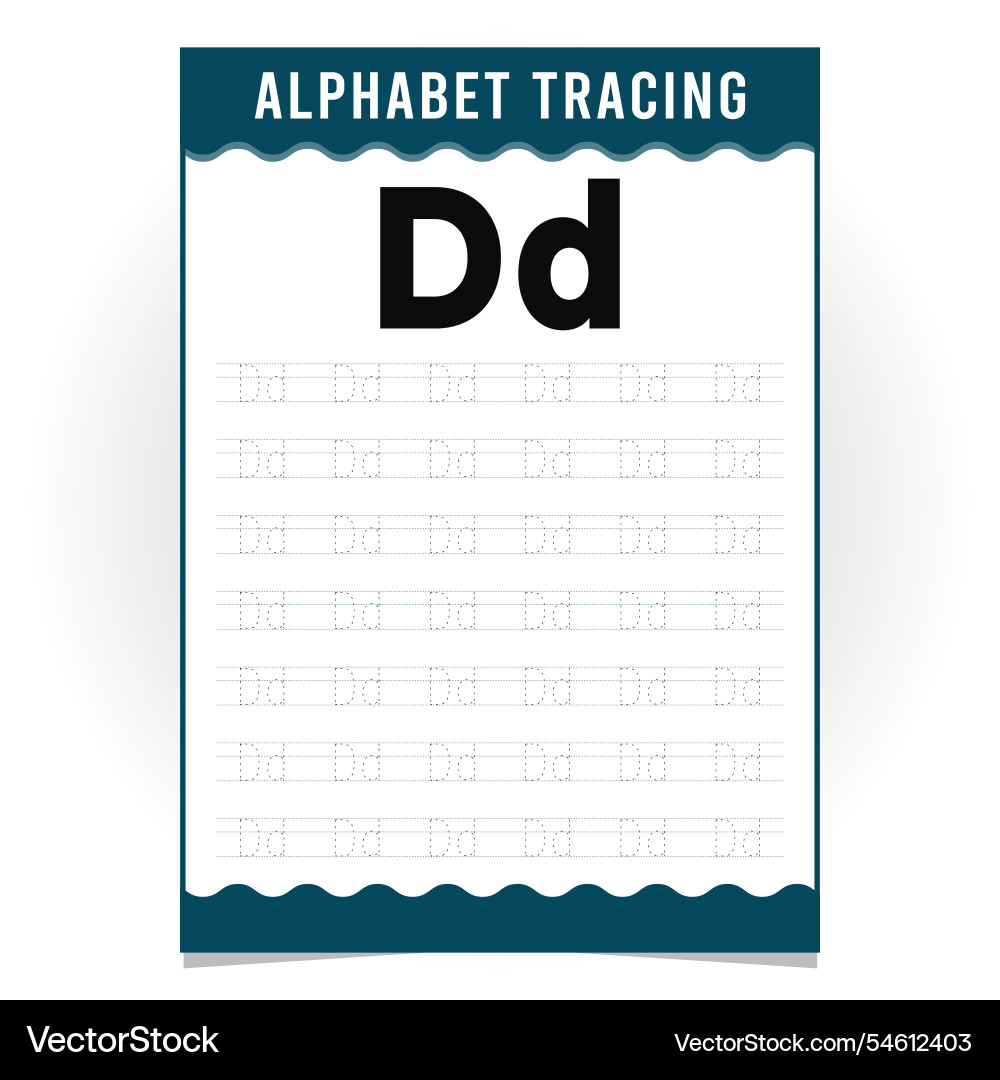 Alphabet d learn abc english flashcard printable Vector Image
