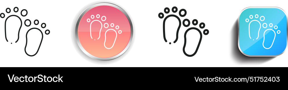 Baby feet icon thin linear regular and button Vector Image