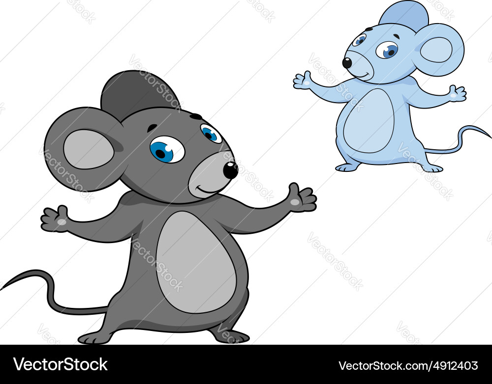 Cute little grey cartoon mouse Royalty Free Vector Image