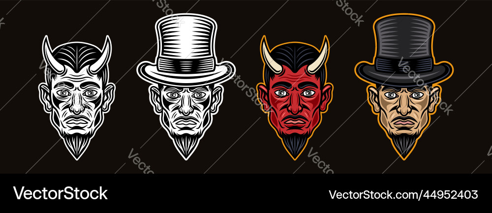 Devil or lucifer head with horns and in cylinder Vector Image