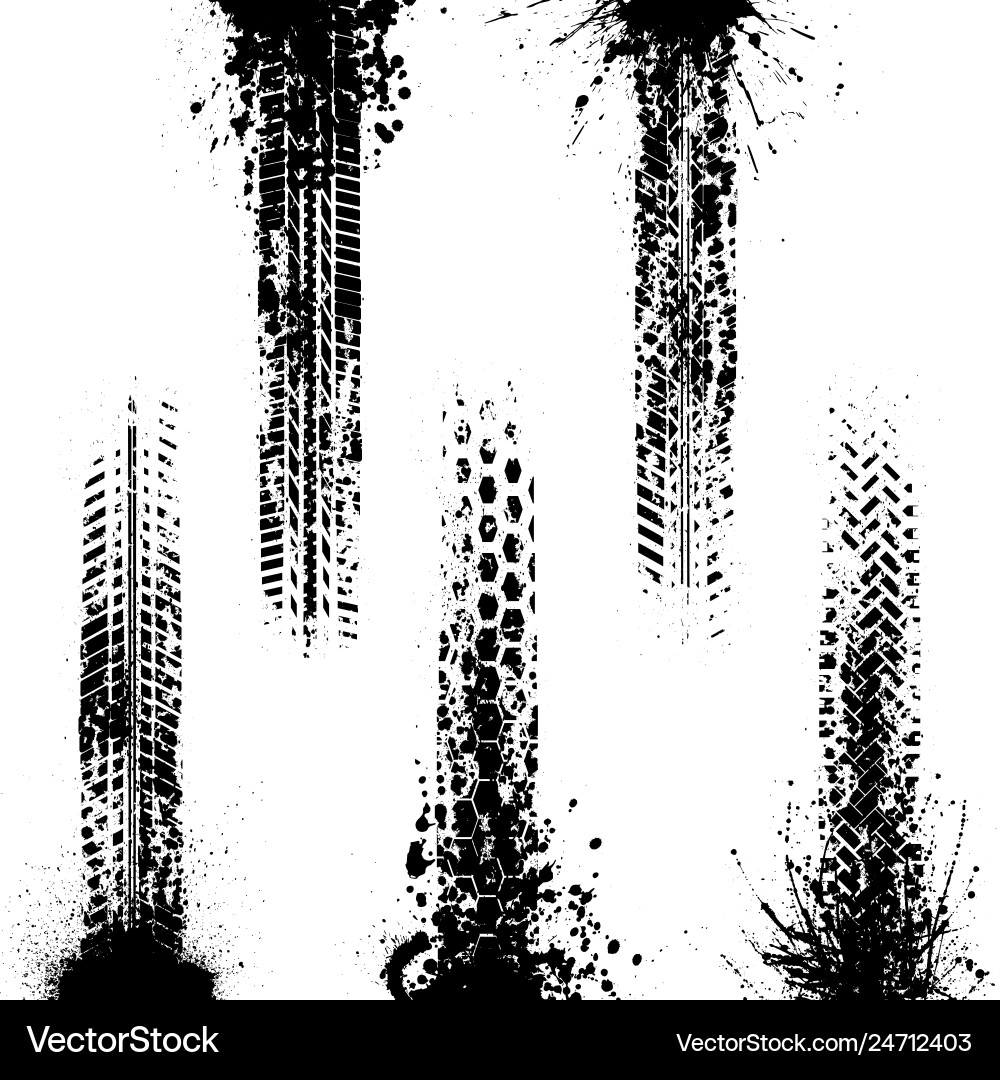 Five splash tire tracks Royalty Free Vector Image