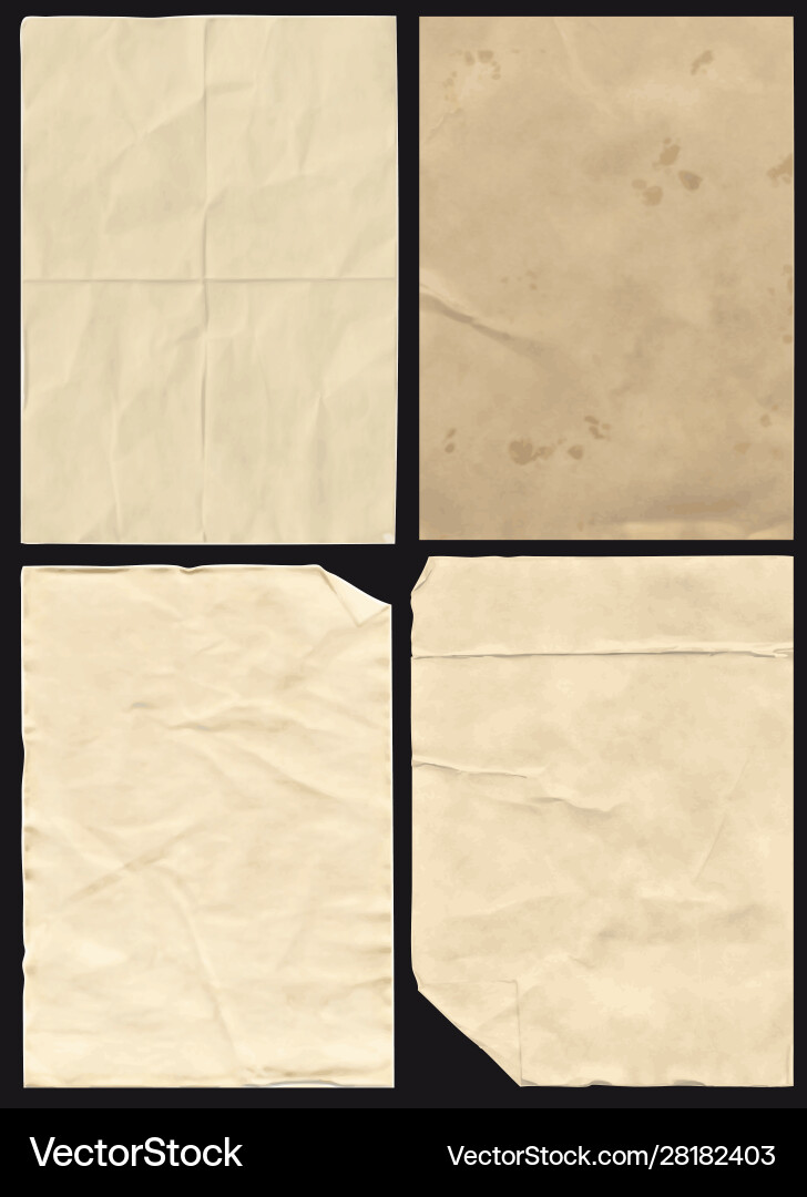 Four crumpled paper texture Royalty Free Vector Image